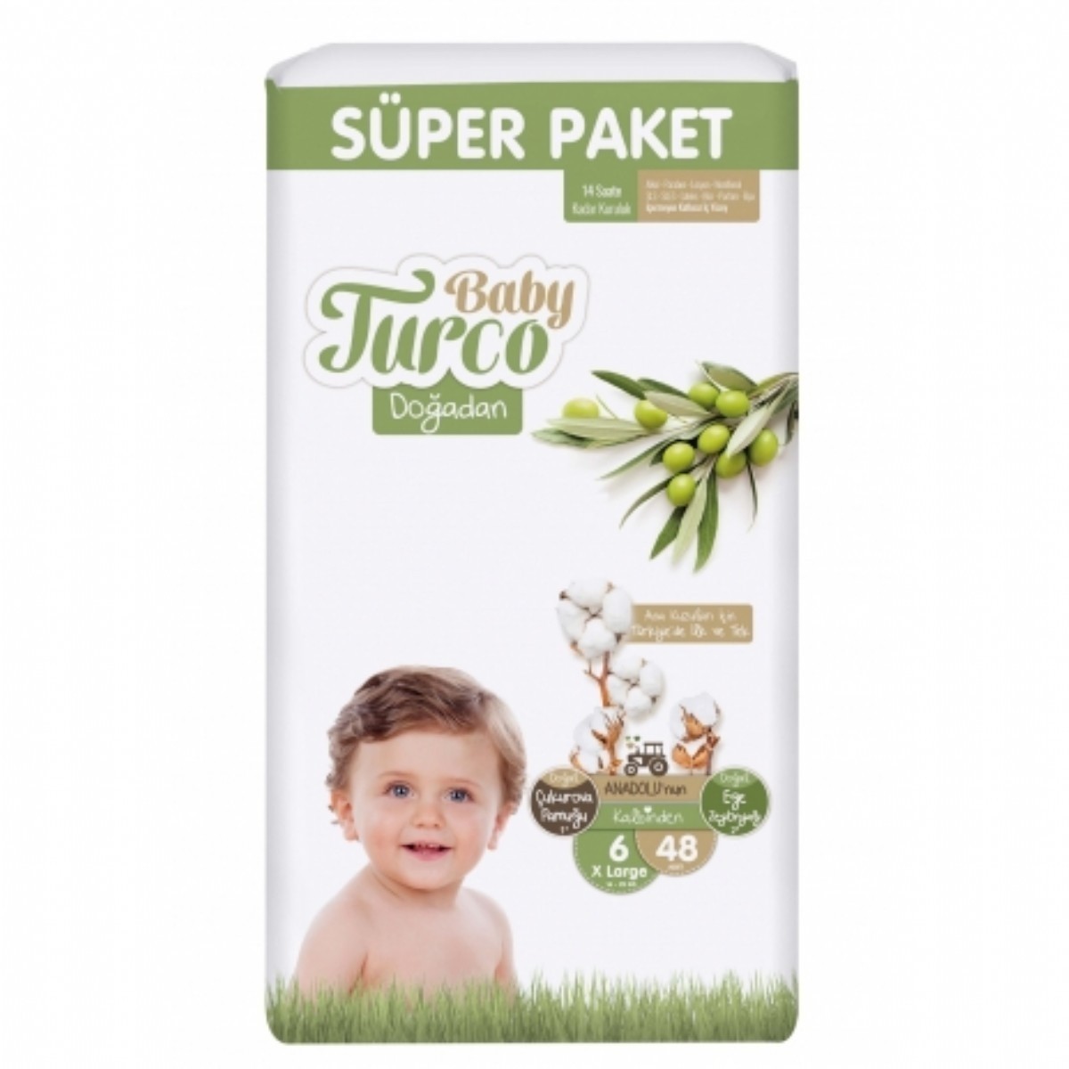 Baby Turco Doğadan Ultra No 6 XL 15-25 kg 48 Adet | Bantlı Bebek Bezi ...