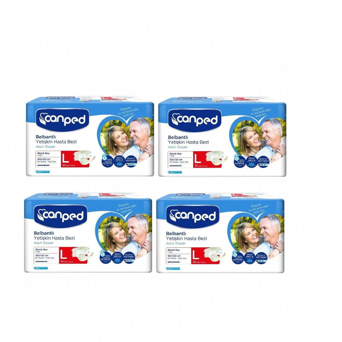 Canped Belbantlı Polietilen Hasta Bezi Büyük (Large) 120 Adet 100-150 ...