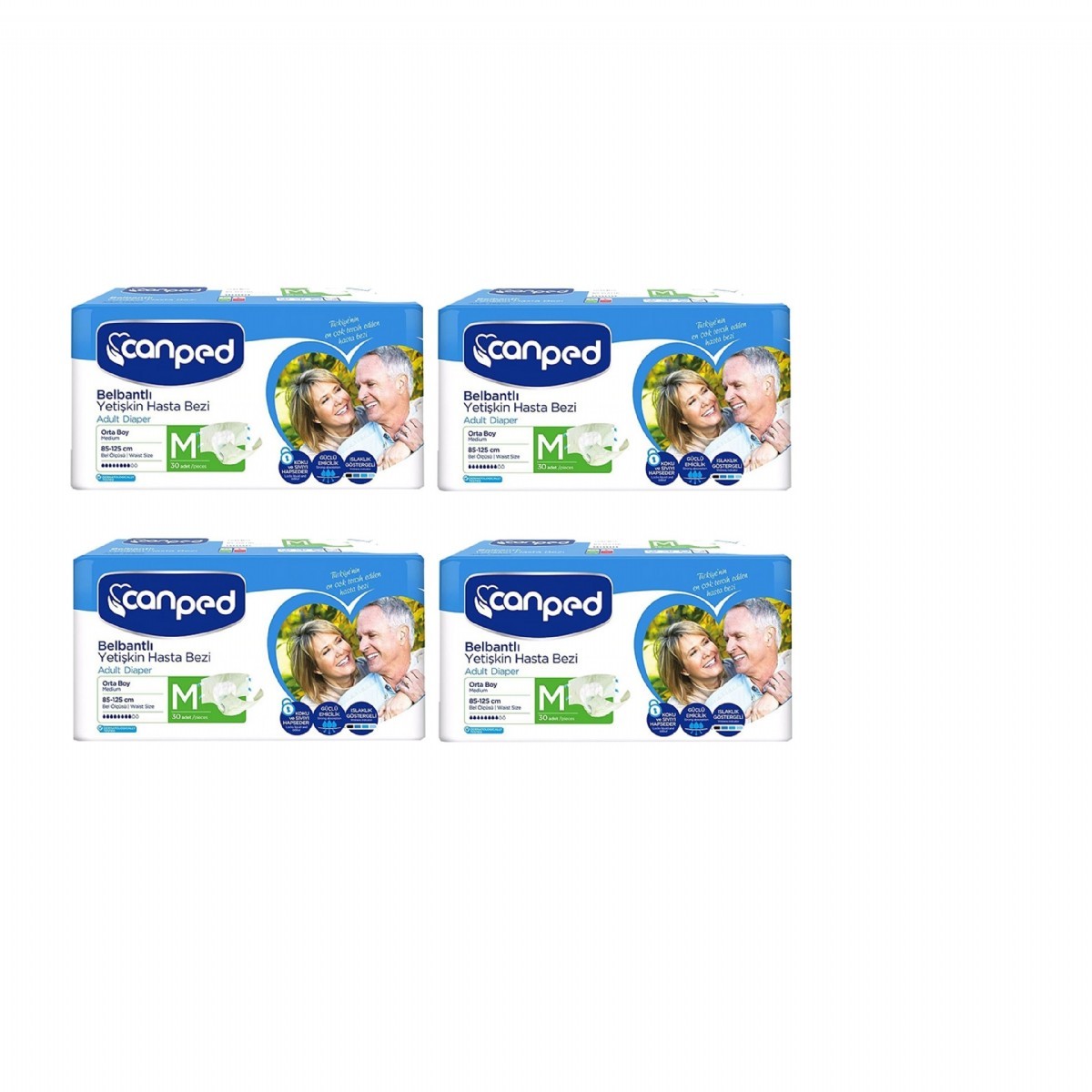 Canped Belbantlı Polietilen Hasta Bezi Orta (M) 4 Paket 120 Adet 85-125 ...