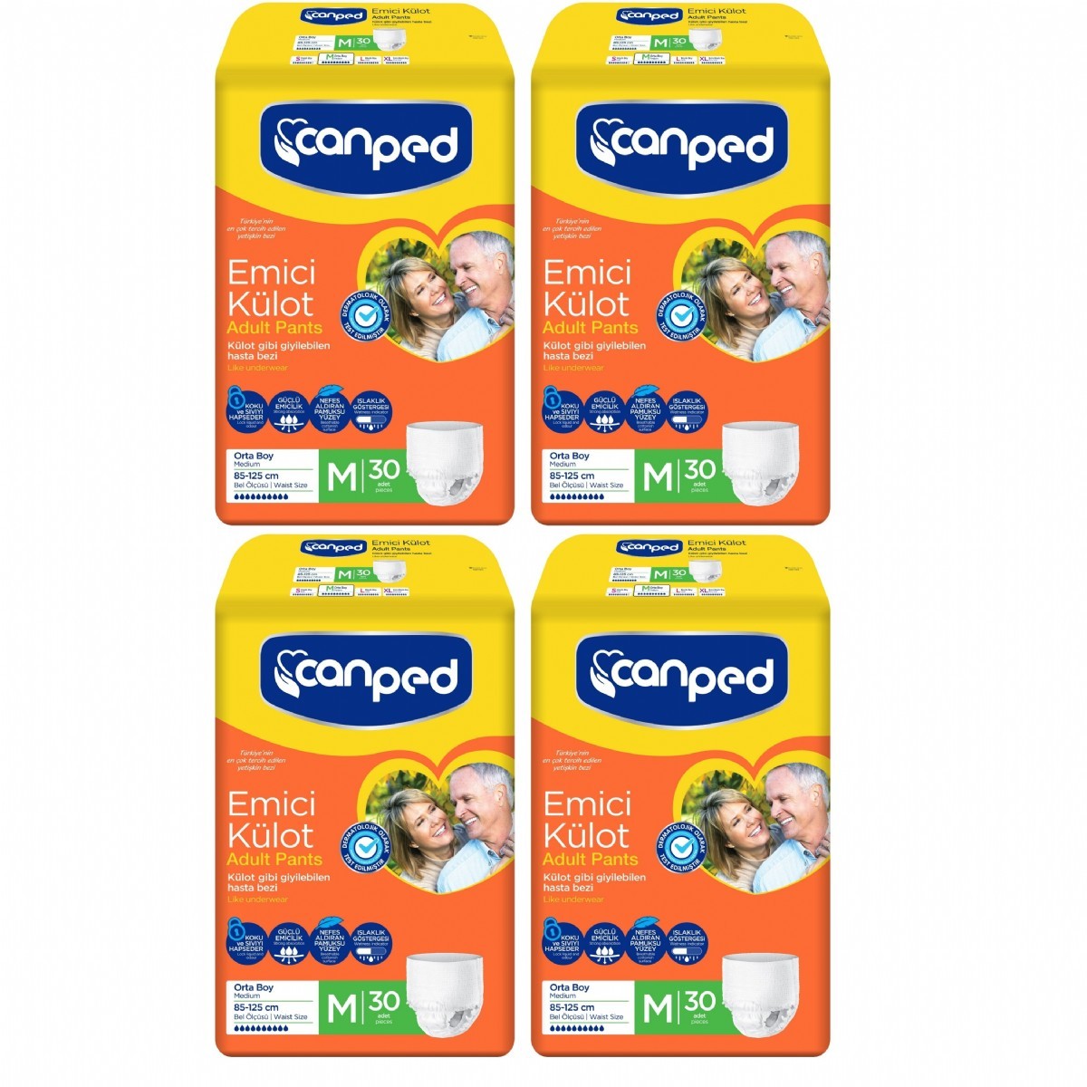 Canped Emici Külot Orta M 4 Paket 120 Adet Hasta Bezi 80-120 CM | Emici ...