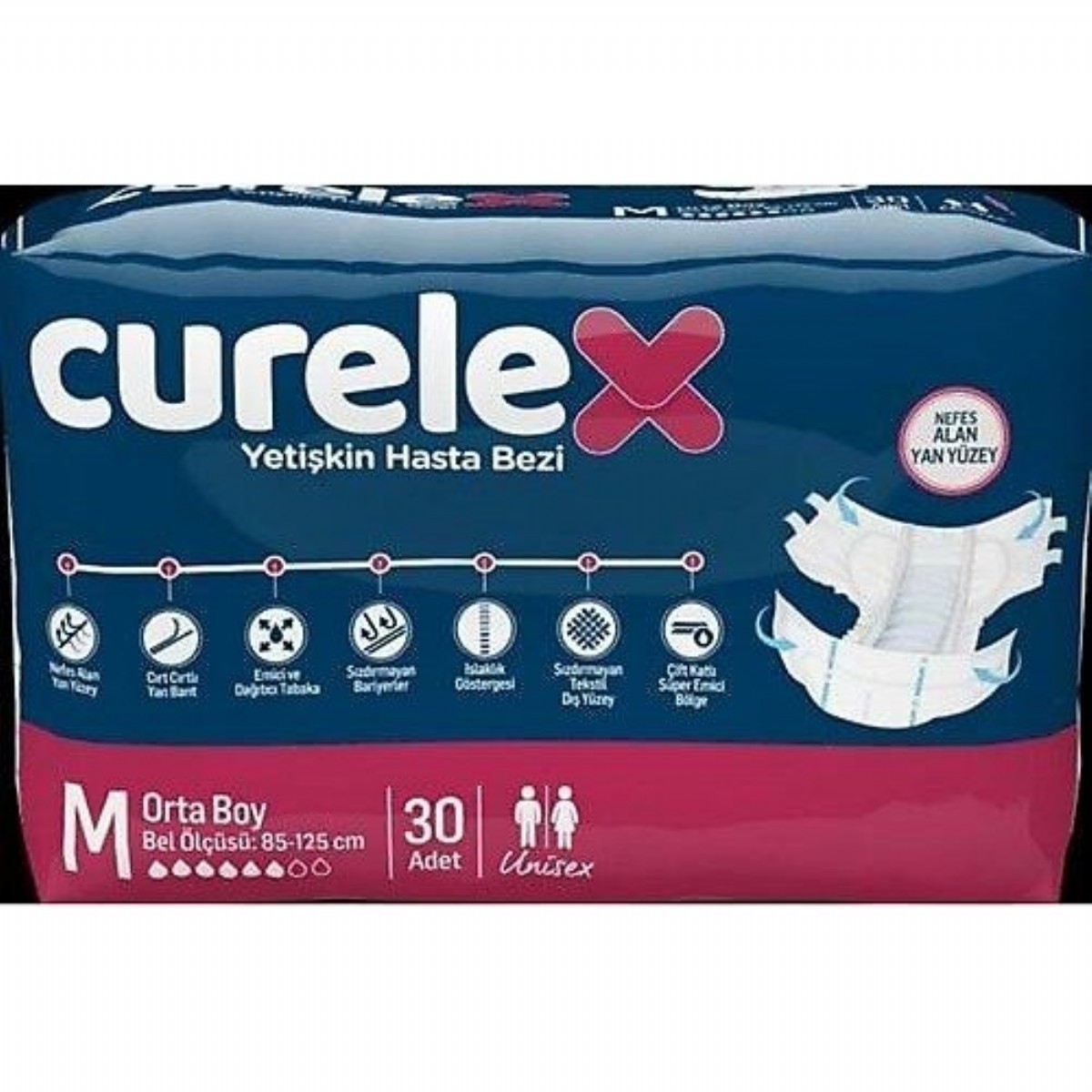Curelex Yetişkin Hasta Bezi Orta Boy 85-125 Cm 30 Adet | Hasta Bezi ...