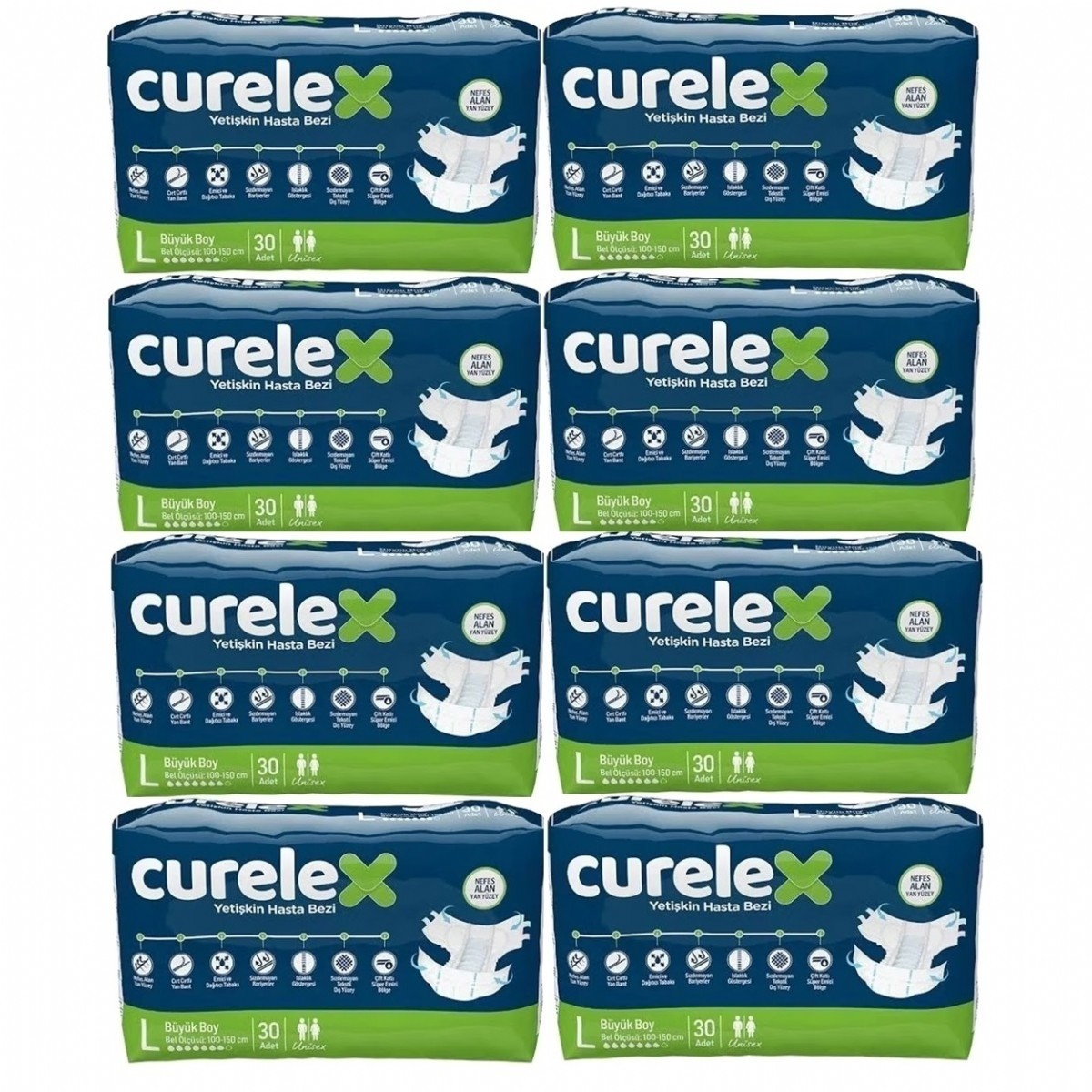 Curelex Yetişkin Hasta Bezi Büyük Boy Large 100-150 Cm 240 Adet | Hasta ...